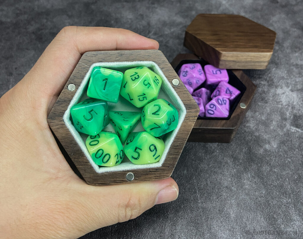 Wooden Hexagonal Dice Box - Custom Dice Maker, DND Dice Wholesale, Dice ...